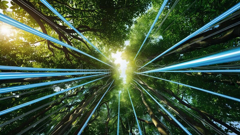 Forest Canopy and Interconnected Network Cables Stock Illustration ...