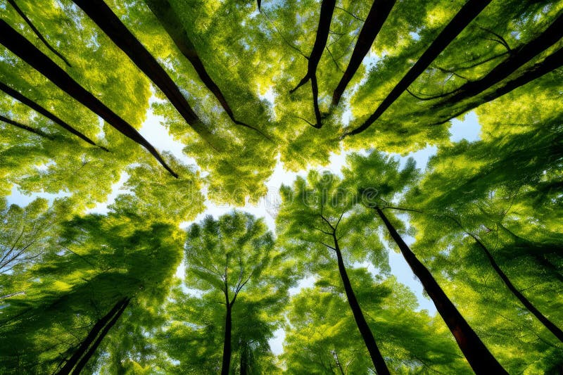 Forest Canopy Looking Up through a Dense Forest Canopy with Dapp Stock ...