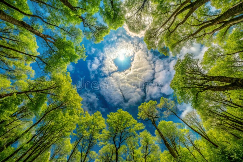 A Forest Canopy Viewed from Below Stock Photo - Image of scenery ...