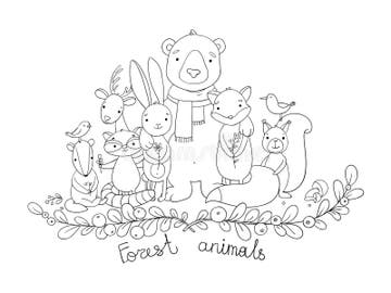 Forest Animals Line Drawing Stock Illustrations – 6,988 Forest Animals ...