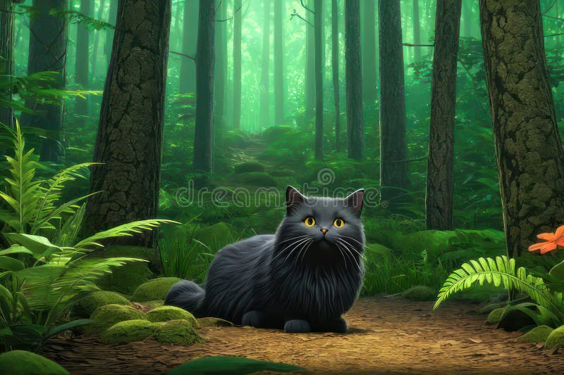 Forest Cat in a Restored Forest. Concept - Healing the Earth Stock ...