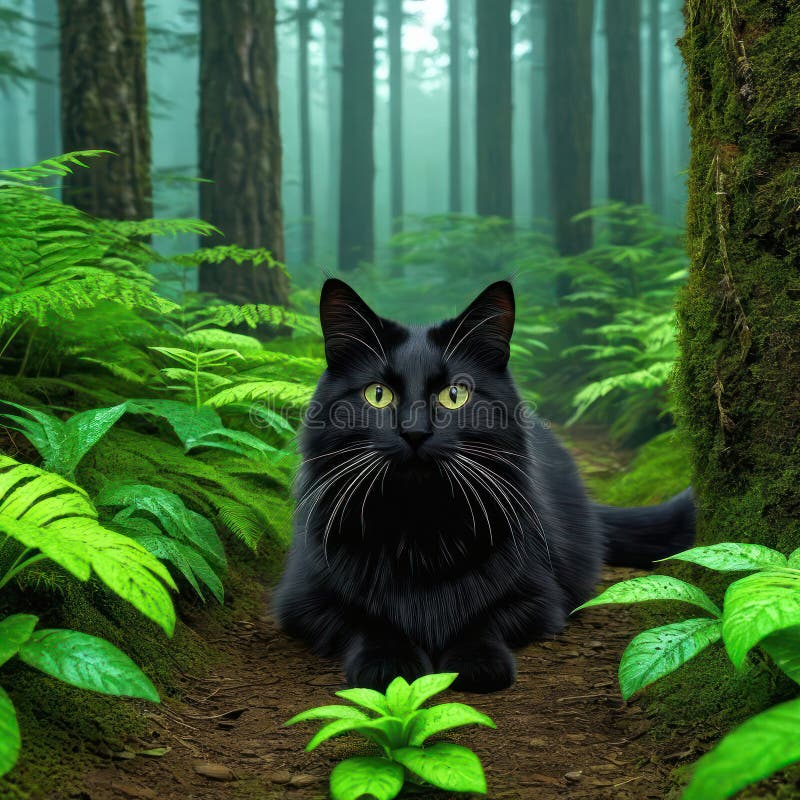 Forest Cat in a Restored Forest. Concept - Healing the Earth Stock ...