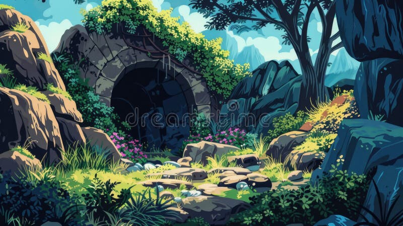 Forest Cave Entrance stock image. Image of forest, eerie - 376738507
