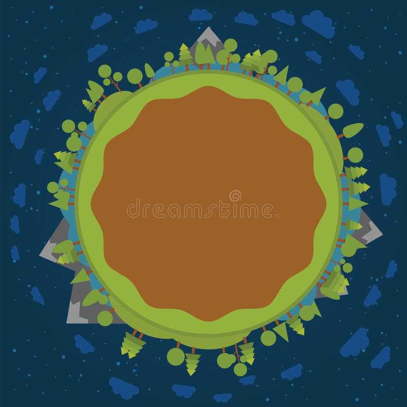 Forest Circle Shape Background with Cute Fox, Owls, Bear, Birds and ...