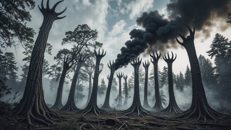 Forest of Claws Where Trees Scrape Names into Sky with Black Smoke ...