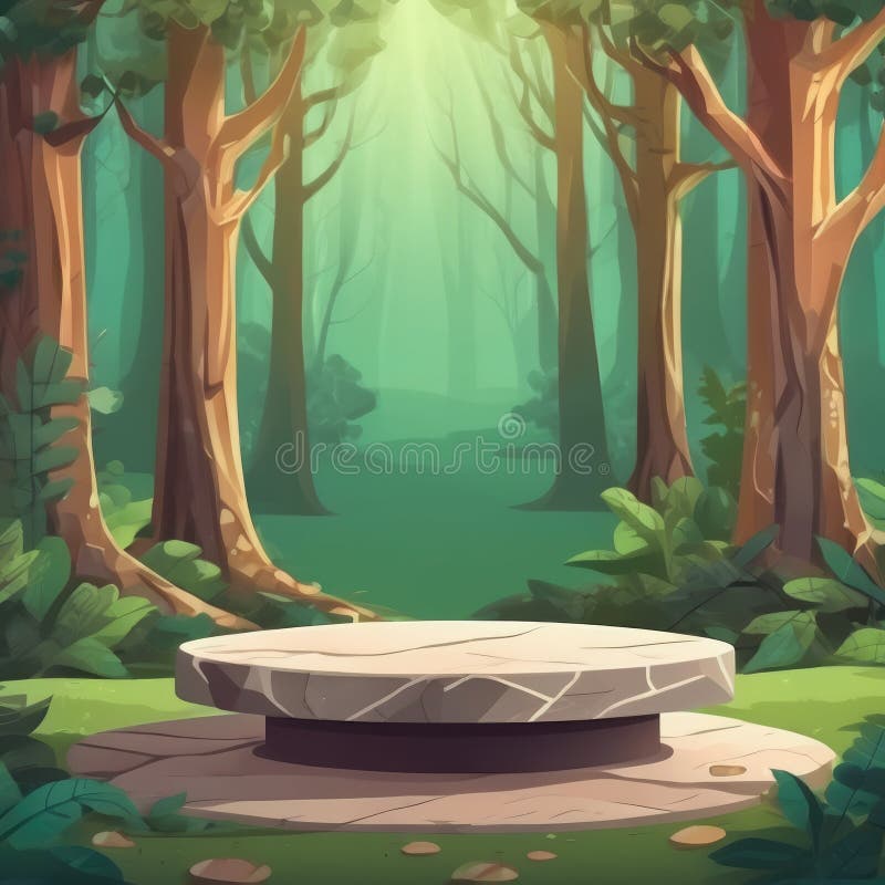 Forest Clearing with a Mysterious Stone Platform at Dawn Stock Image ...