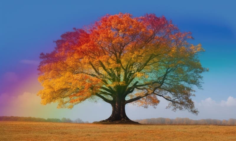 The Forest Comes Alive with Vibrant Colors of Rainbow Trees Creating ...