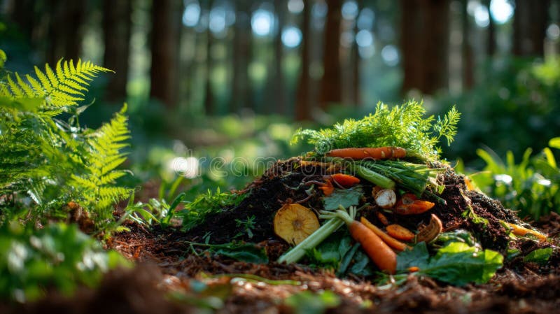 Forest Compost Pile with Vegetables and Ferns Stock Illustration ...