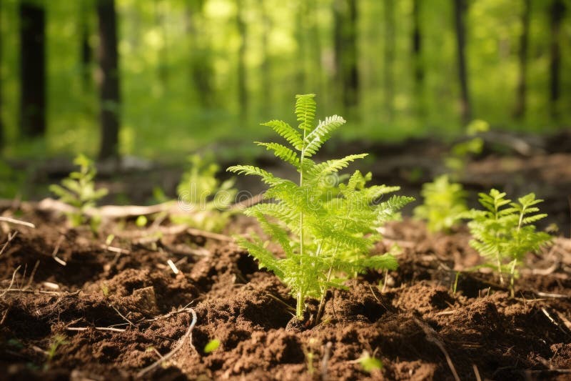 Forest Conservation Site, with Visible Seedlings and Tool Stock ...