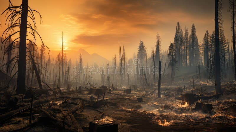 Forest crown fire stock illustration. Illustration of forest - 369340514