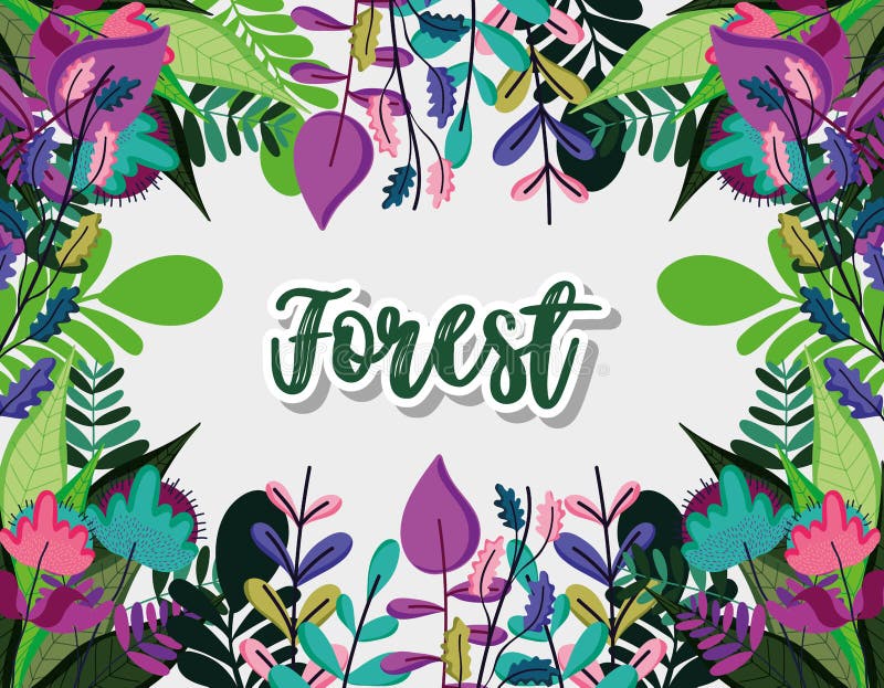 Forest cute frame stock vector. Illustration of flowers - 114708352