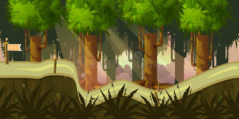 Forest 2d Background for Game Stock Illustration - Illustration of ...