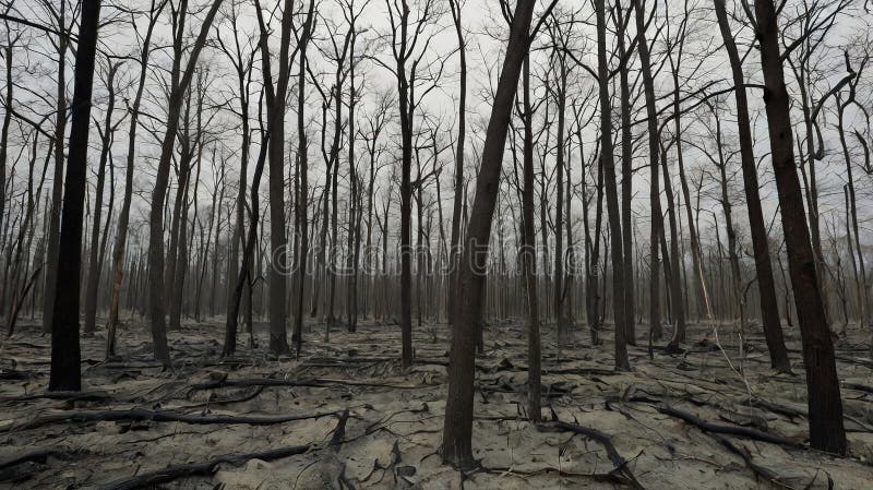 A Forest with Dead Trees and a Gray Sky Stock Illustration ...