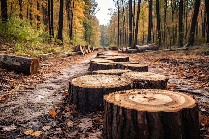 Forest Deforestation. Cut Trees for Lumber and Timber. Industry Concept ...