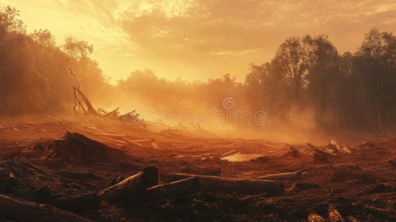 Forest Devastated by Logging Displays Scattered Logs and Broken Trees ...
