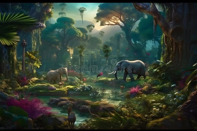 Forest with Different Animals, Wildlife. Neural Network AI Generated ... Forest with Different Animals, Wildlife. Neural Network AI Generated ...