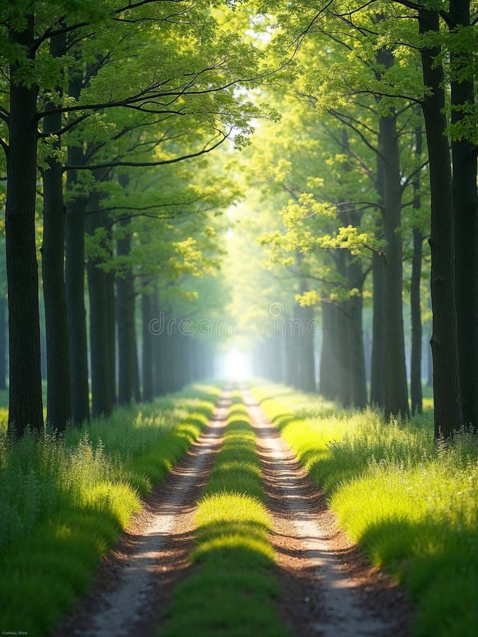 Forest Dirt Path Surrounded by Spring Greenery Stock Image - Image of ...