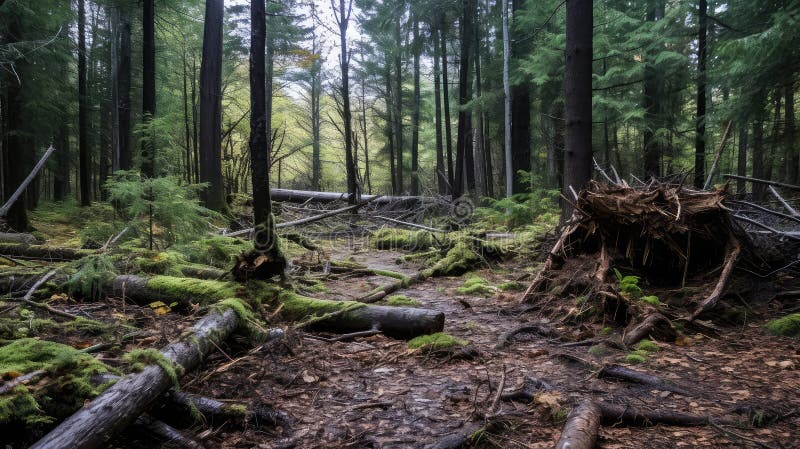 Forest downed trees stock photo. Image of ground, dense - 375664128