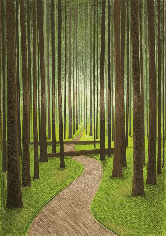 Forest Drawing stock photo. Image of leafs, green, light - 42745766