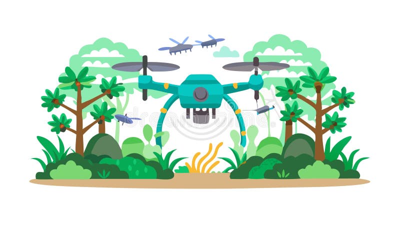 Forest Drone Nature Surveillance Technology, Vector Design Generative ...