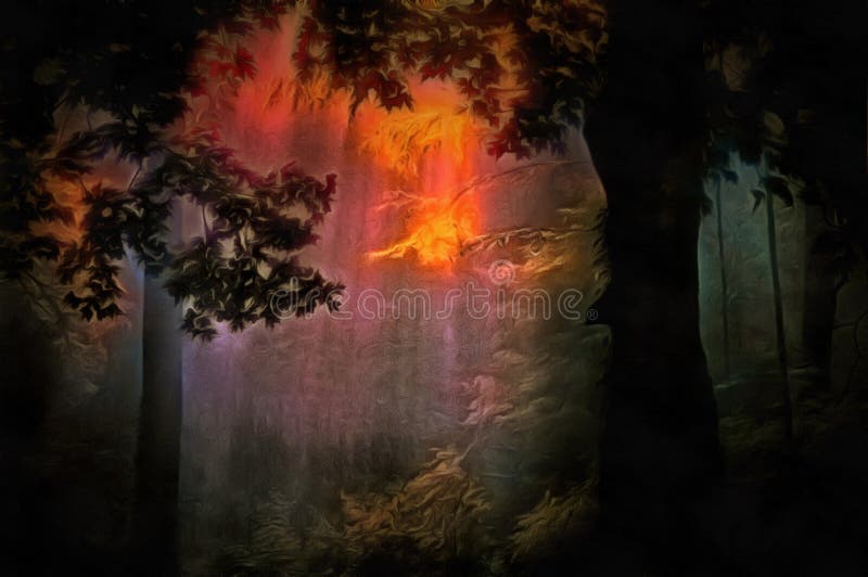 Forest dusk stock illustration. Illustration of landscape - 124804435