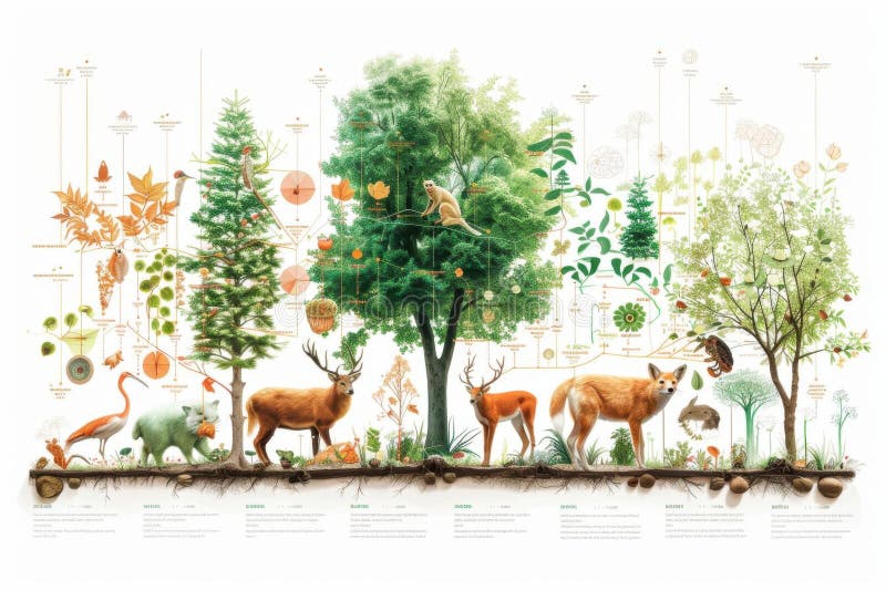 Forest Ecosystem, a Visual Guide To Plants, Animals, and Interactions ...