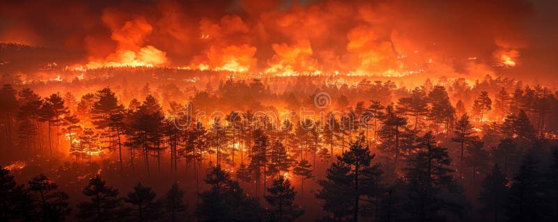 A Forest Engulfed in Flames, Highlighting the Increasing Frequency and ...