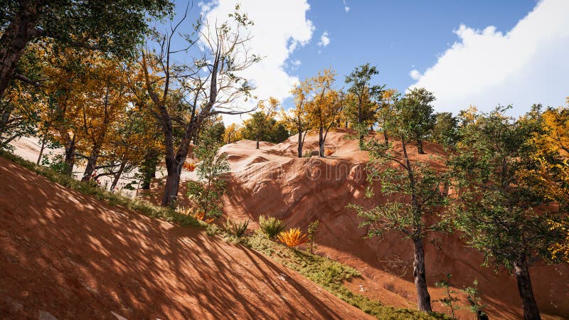 Forest Environment in Autumn. 3d Rendering Stock Illustration ...