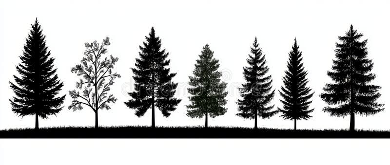 A Forest of Evergreen Trees with a Silhouette Background of Conifers ...