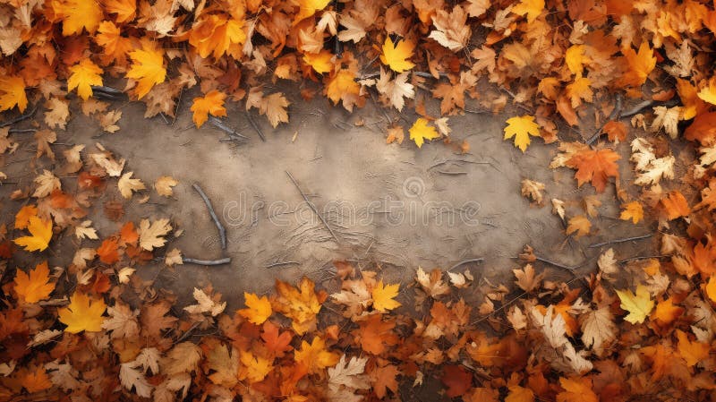 Forest Fall Frame Oak Overhead Stock Illustration - Illustration of ...