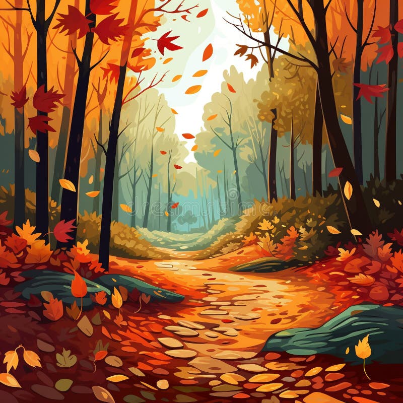 Forest during the fall stock illustration. Illustration of forest ...