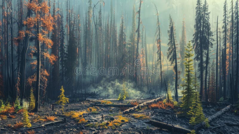 Devastated Forest after Wildfire, Outdoors Stock Photo - Image of ...