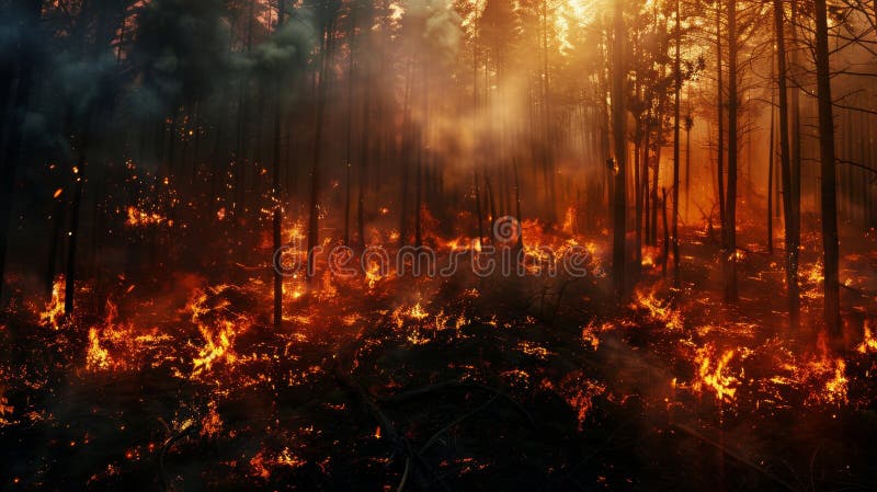 Forest Fire Aftermath Burned Trees and Smoke, Depicting Nature S Wrath ...