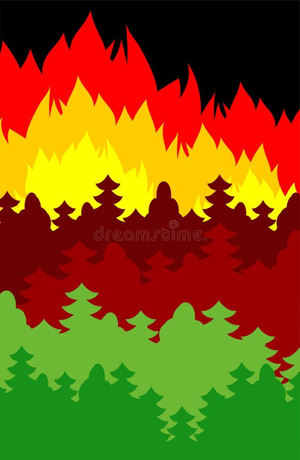 Forest Fire Background. Trees on Fire Stock Vector - Illustration of ...