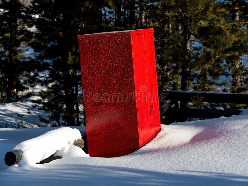 Forest Fire Box in the Middle of a Forest in Winter Stock Photo - Image ...