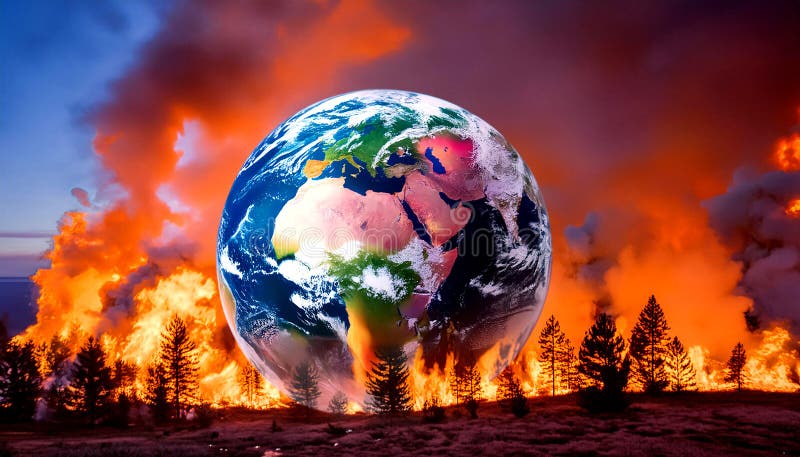 A Forest Fire is Burning in the Background of a Picture of the Earth ...