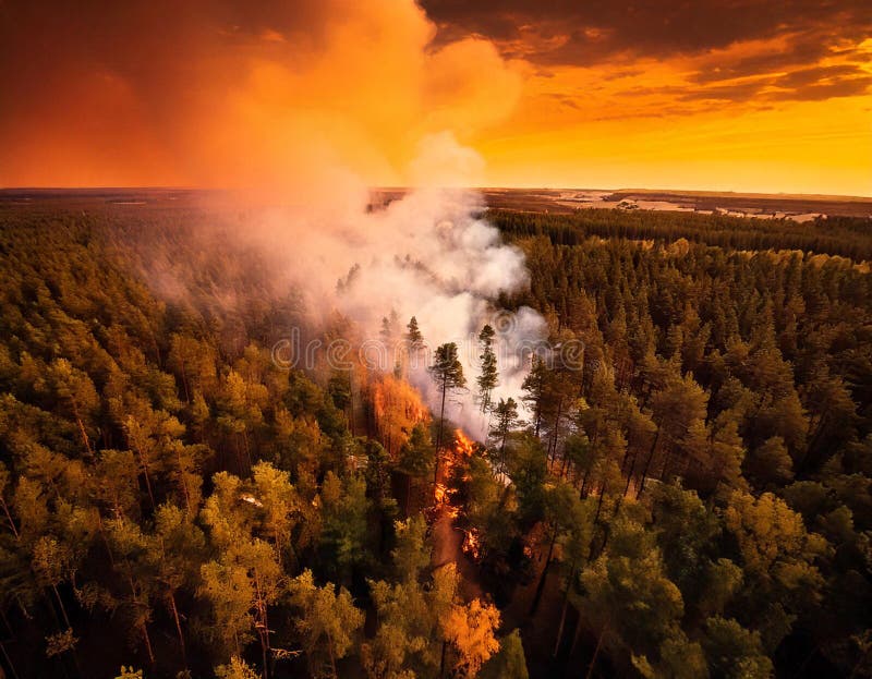 A Forest Fire is Burning in the Distance Stock Photo - Image of ...