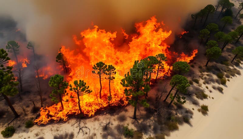 Forest Fire Burning Intensely, Showcasing Wildfire Devastation and ...