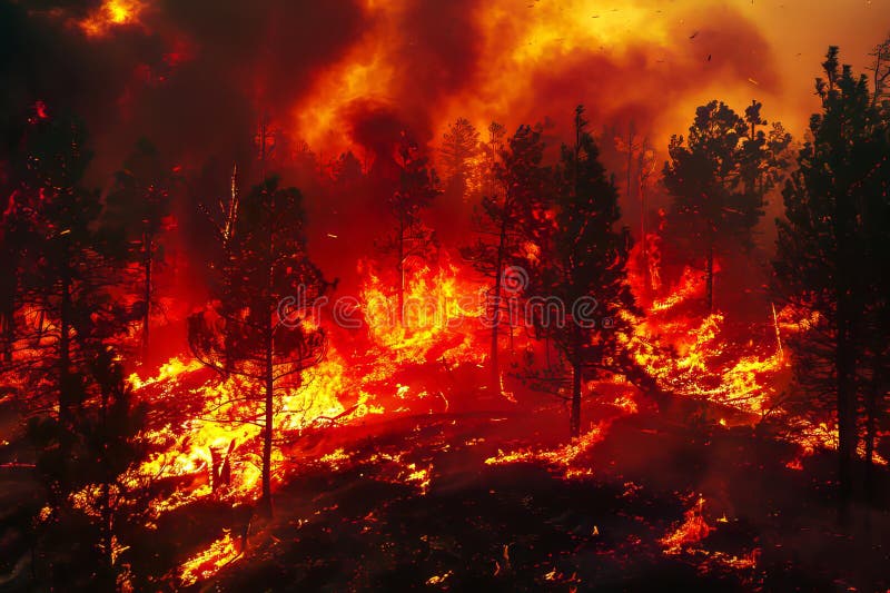 A Forest Fire is Burning in the Middle of a Field Stock Image - Image ...