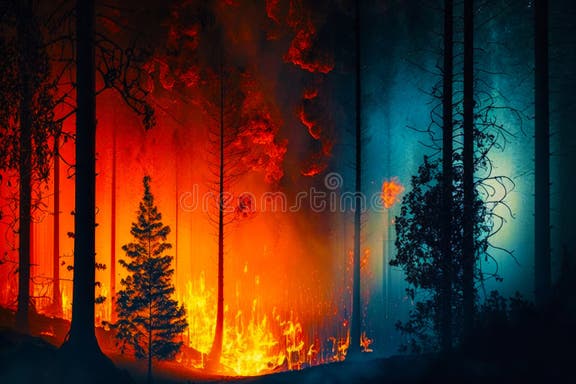 Forest Fire. Burning Forest, Fire Season. Stock Photo - Image of ...