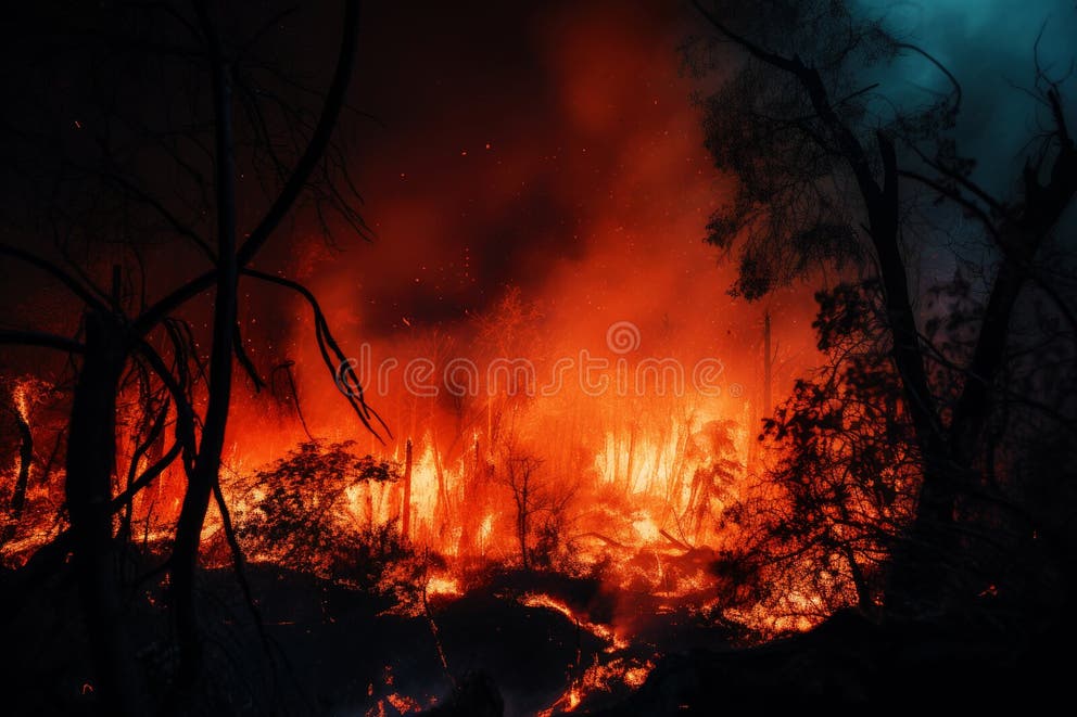 Forest Fire. Burning Forest, Fire Season. Stock Illustration ...