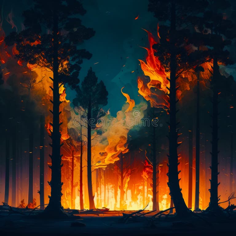 Forest Fire. Burning Forest, Fire Season. Stock Illustration ...