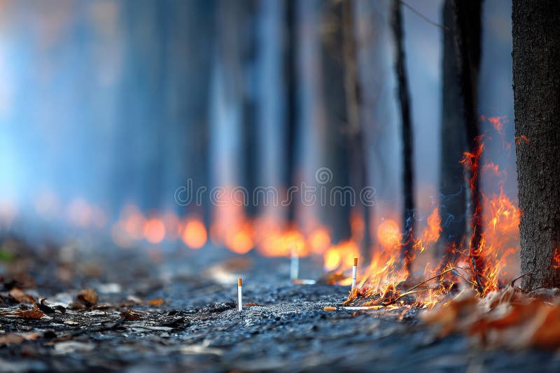 Forest Fire Burning in the Shape of a Cigarette Filter Causing ...