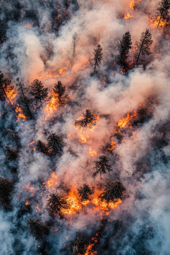 Forest Fire is Burning and the Smoke is Thick Stock Image - Image of ...