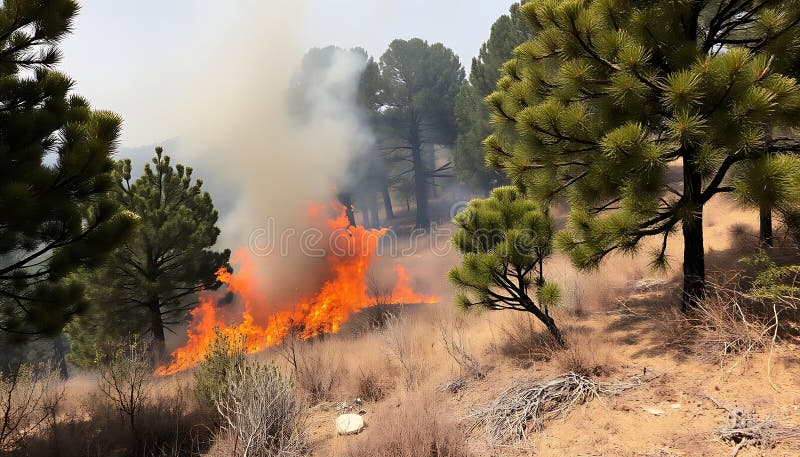 Forest Fire Burning Trees, Showcasing Wildfire Disaster and ...