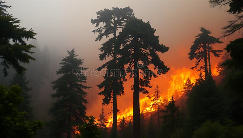 Forest Fire Burning Trees, Wildfire Disaster and Environmental ...