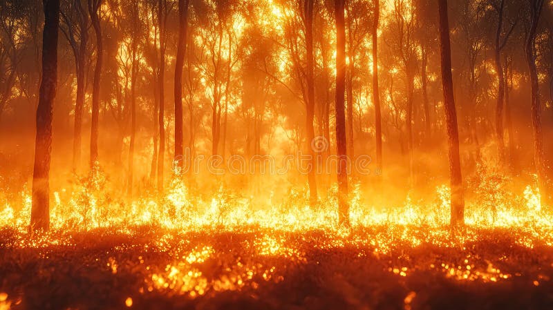 Forest Fire is Burning in the Woods Stock Image - Image of trees, grass ...