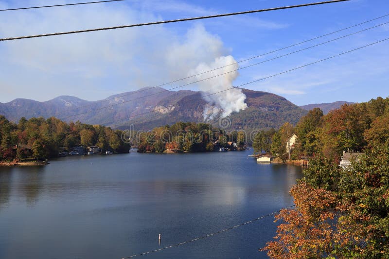 Forest Fire at Chimney Rock Lake Lure Area Stock Photo - Image of ...