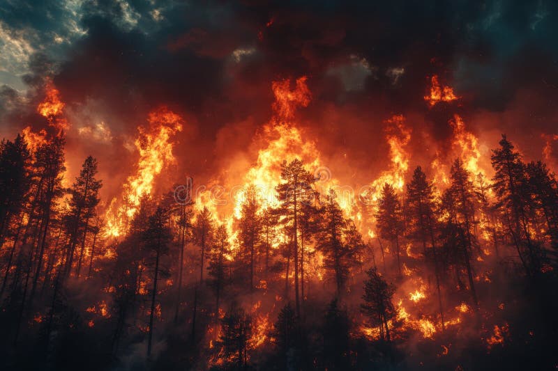 Forest in Fire. Close Up View Stock Image - Image of temperature ...