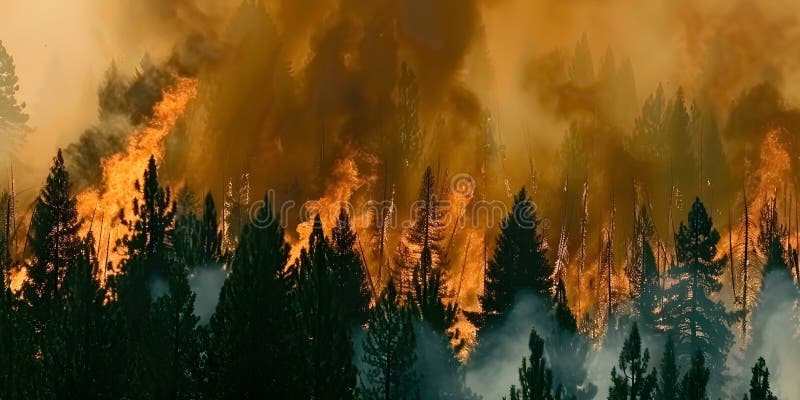 Forest Fire. Concept of Climate Change and Ecology Problems Stock ...